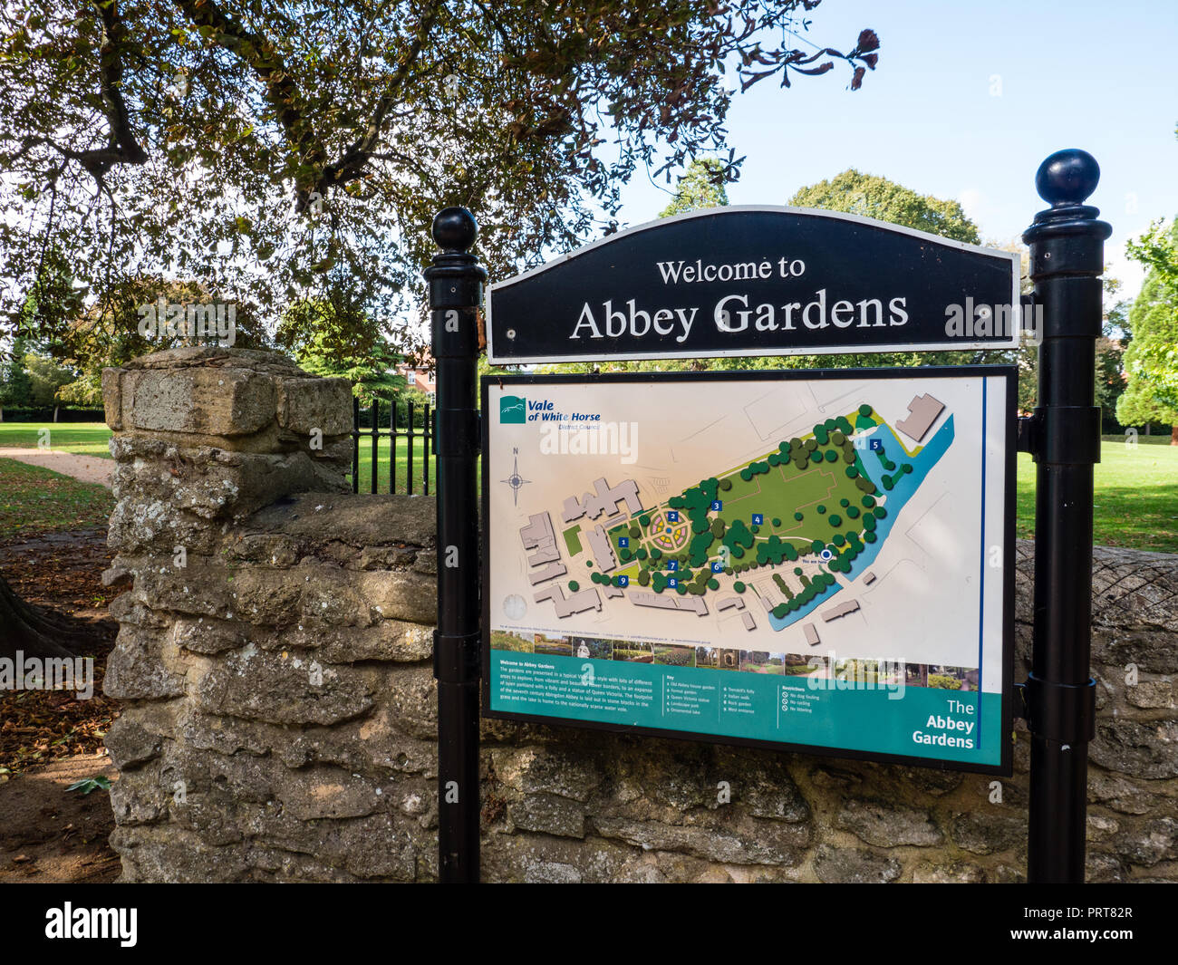 Information Sign, Abbey Gardens, Abingdon, Oxfordshire, England, UK, GB ...