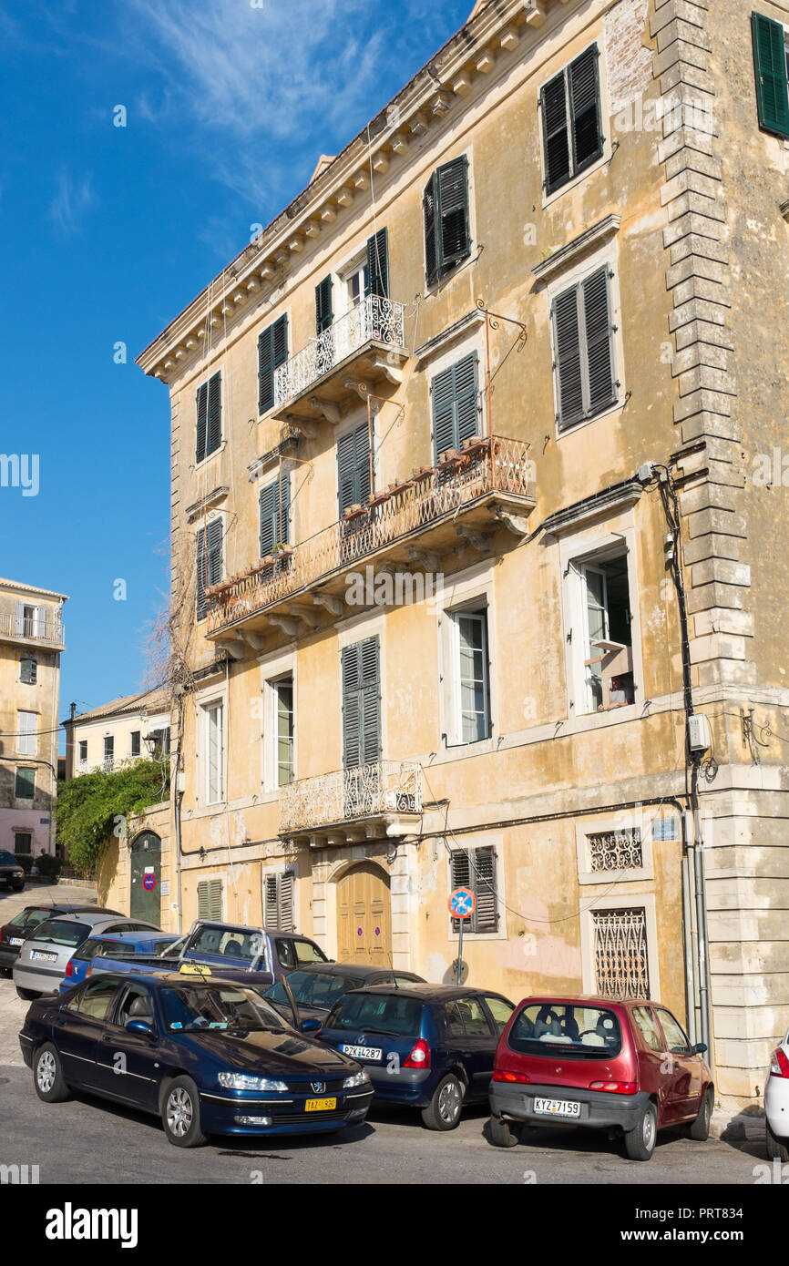 Typical old buildings in Corfu Town, Corfu, Greece Stock Photo - Alamy