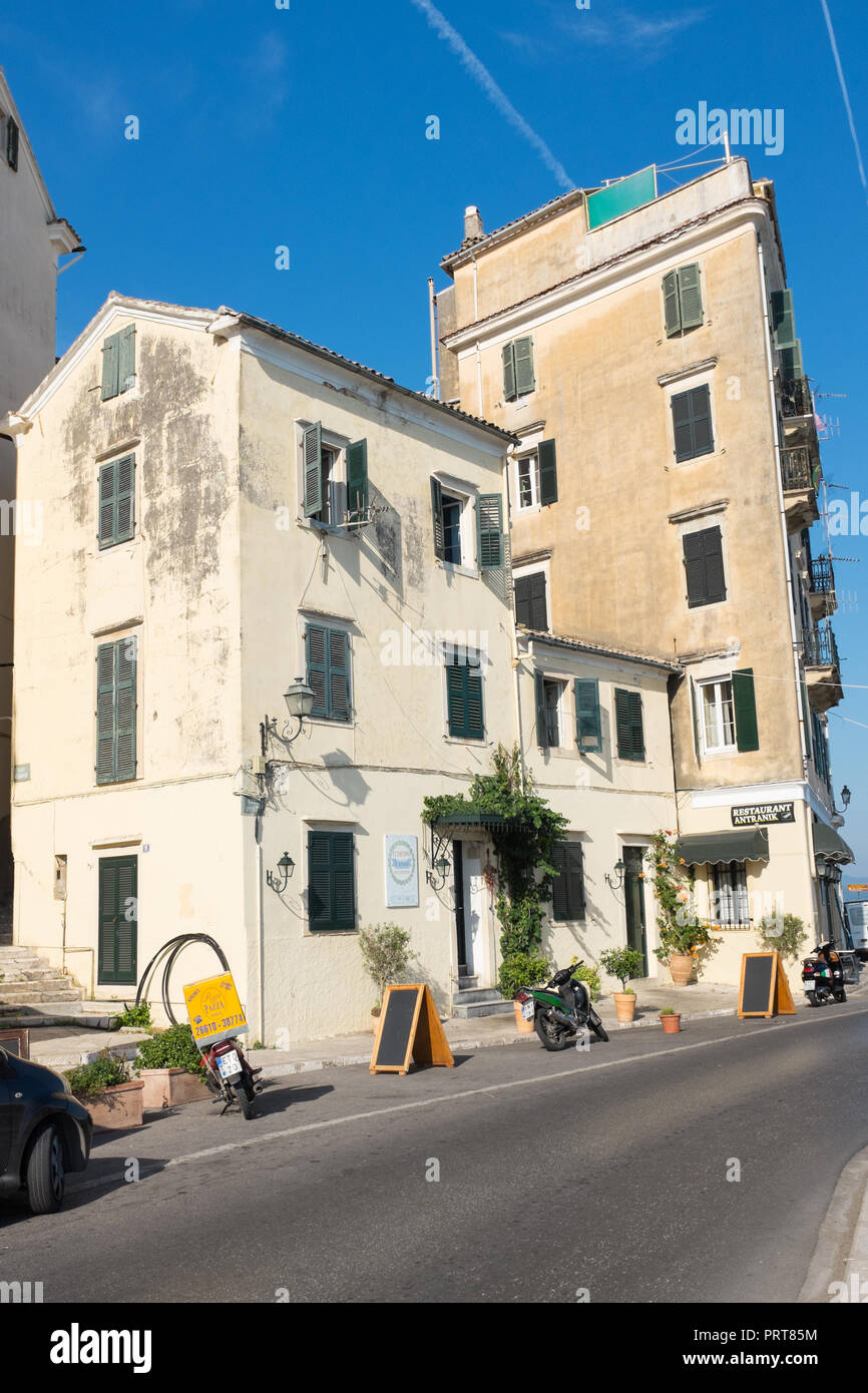 Typical old buildings in Corfu Town, Corfu, Greece Stock Photo - Alamy