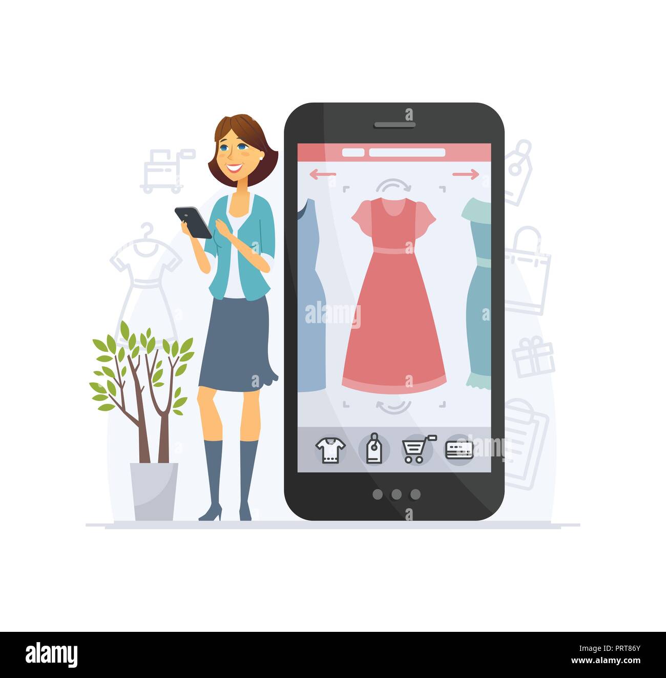 Shopping online - modern vector cartoon character illustration Stock ...