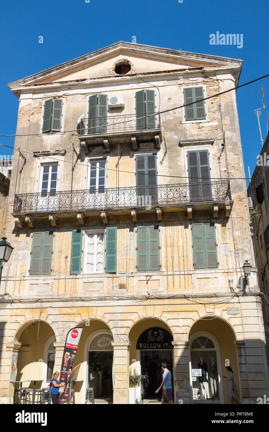 Typical old buildings in Corfu Town, Corfu, Greece Stock Photo - Alamy
