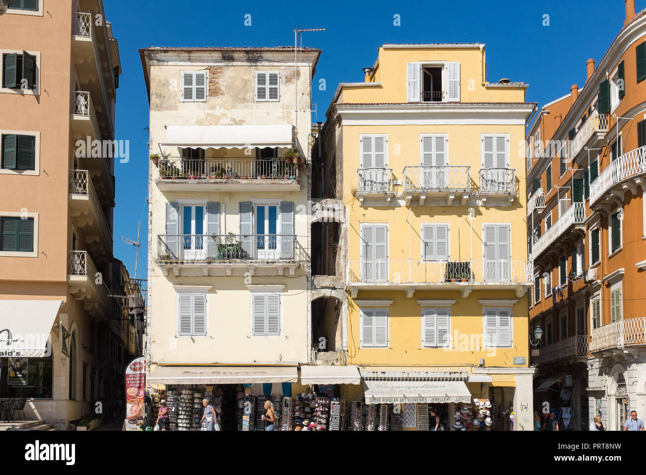 Typical old buildings in Corfu Town, Corfu, Greece Stock Photo - Alamy