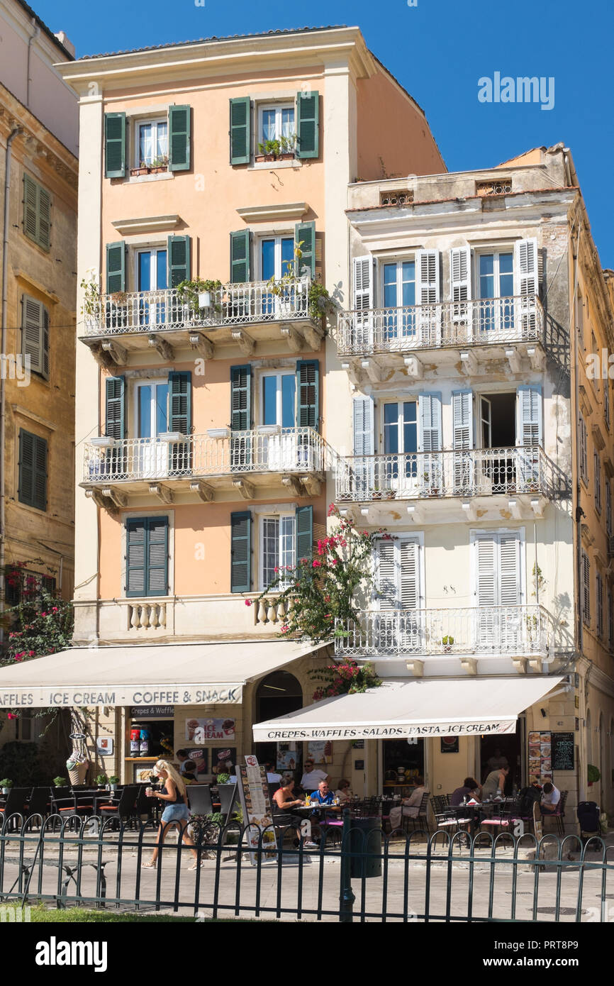Typical old buildings in Corfu Town, Corfu, Greece Stock Photo - Alamy