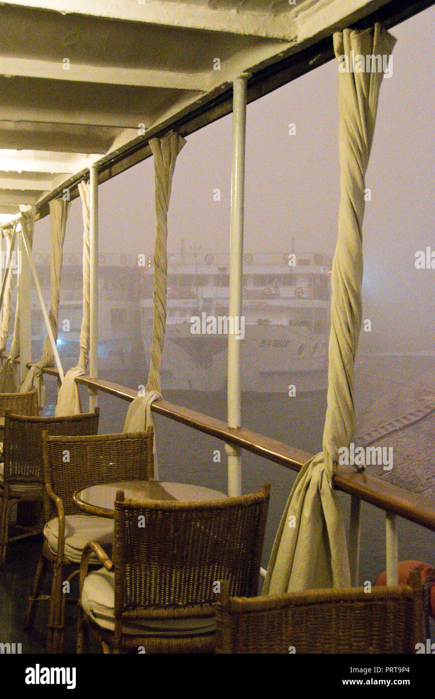 The deck of the antique steamship MS Sudan, enveloped with sand during ...