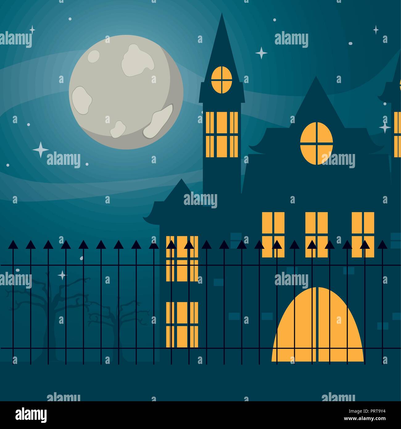 Creepy manor house Stock Vector Images - Alamy