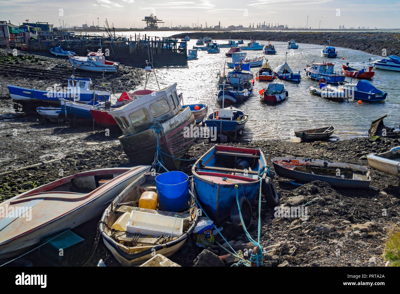 Fishing boats in Paddys Hole Harbour, Teesmouth, Redcar Cleveland UK ...