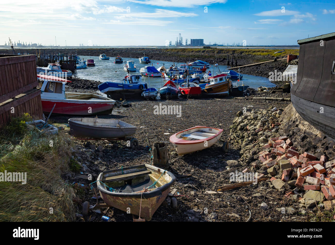 Fishing boats in Paddys Hole Harbour, Teesmouth, Redcar Cleveland UK ...