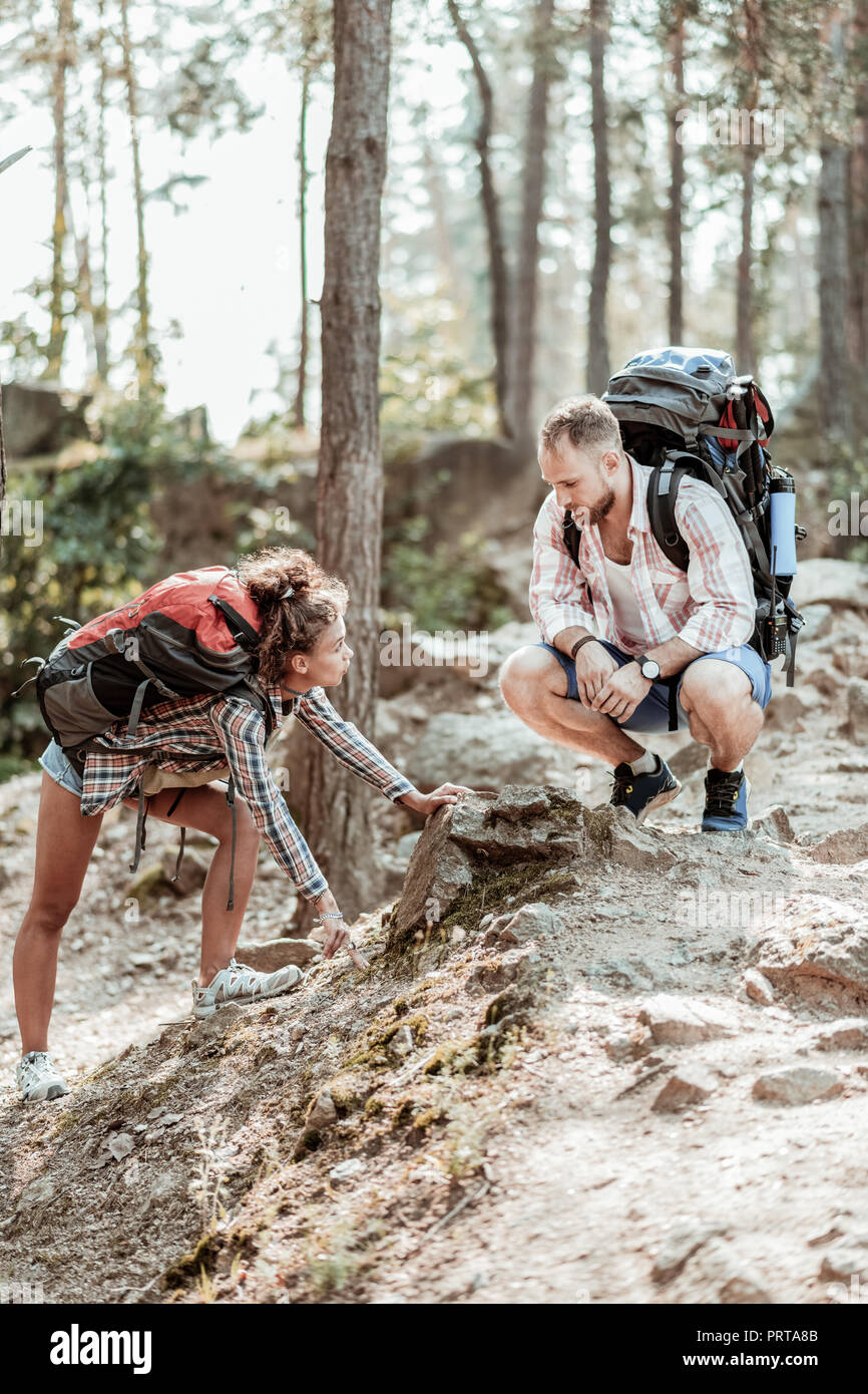 Woman too heavy backpack hi-res stock photography and images - Alamy