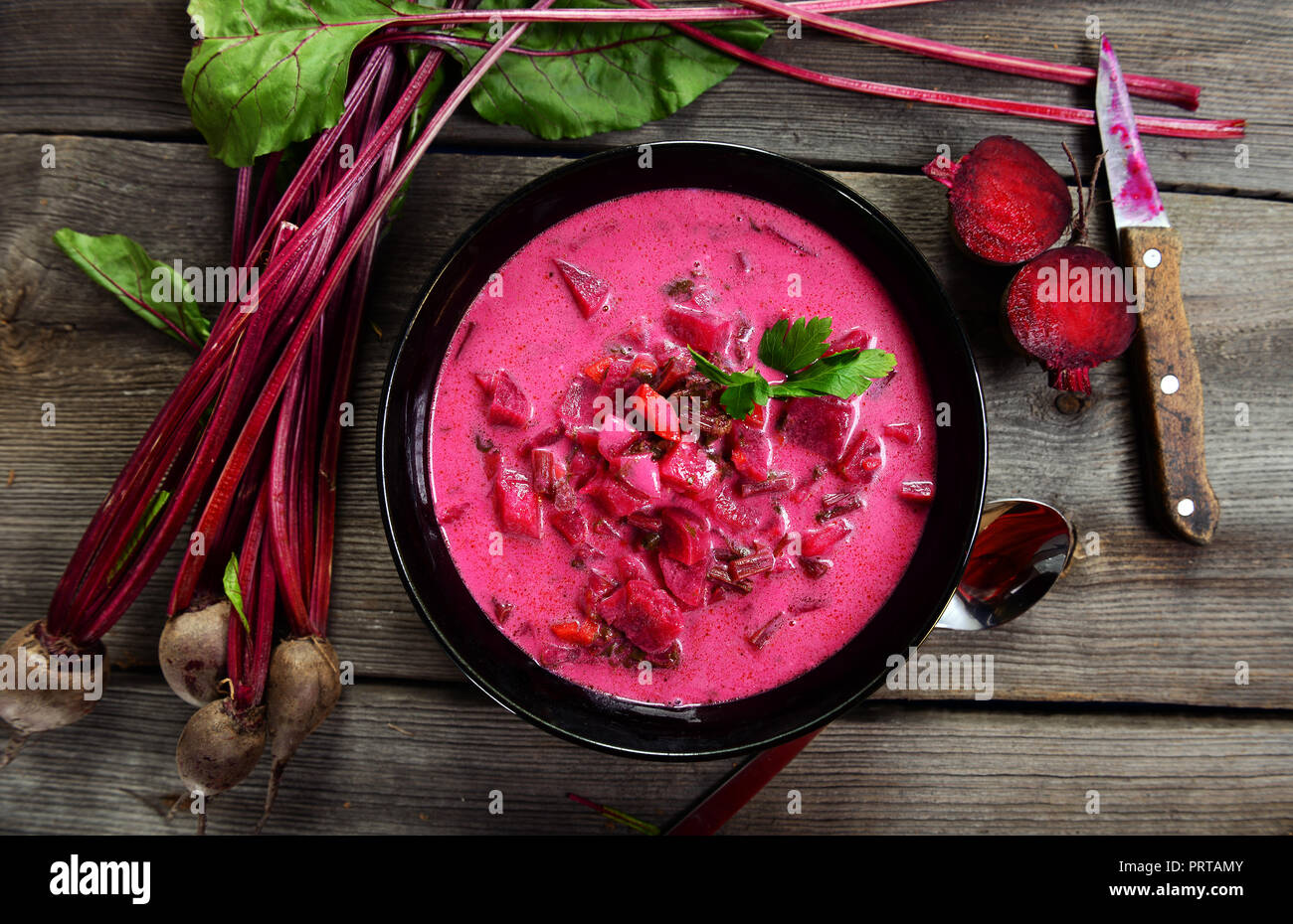 Beetroot creamy soup Stock Photo - Alamy