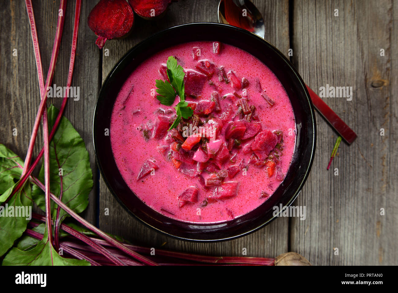 Beetroot creamy soup Stock Photo - Alamy