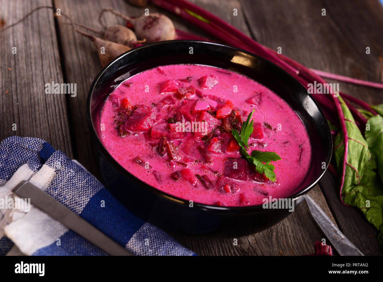 Beetroot creamy soup Stock Photo - Alamy
