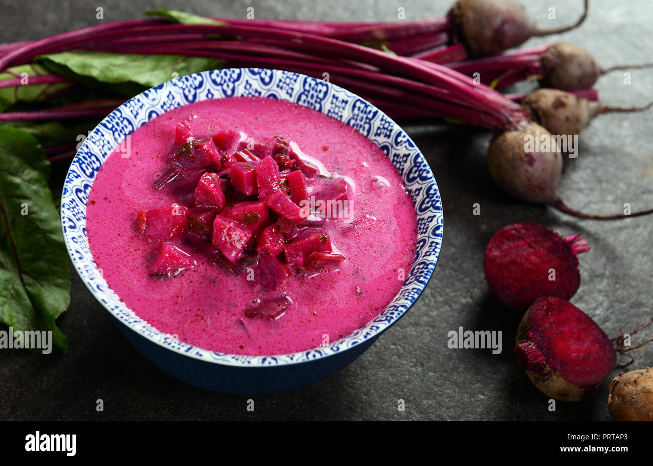 Beetroot creamy soup Stock Photo - Alamy