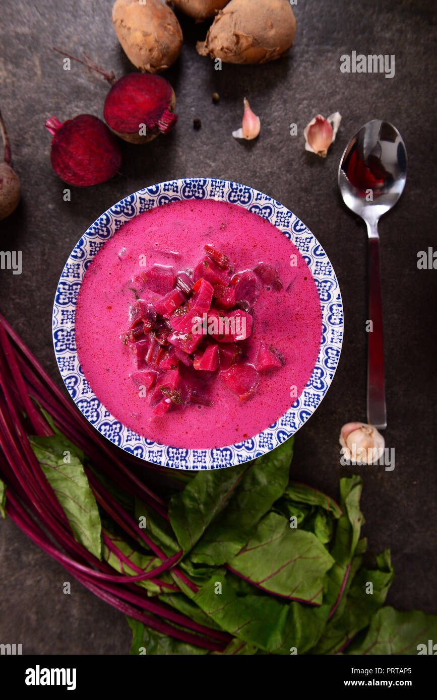 Beetroot creamy soup Stock Photo - Alamy