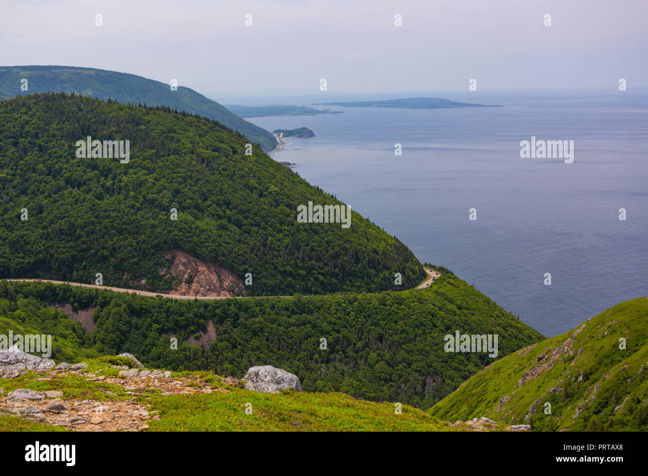 CAPE BRETON, NOVA SCOTIA, CANADA - Cabot Trail scenic highway on French Mountain, in Cape Breton ...