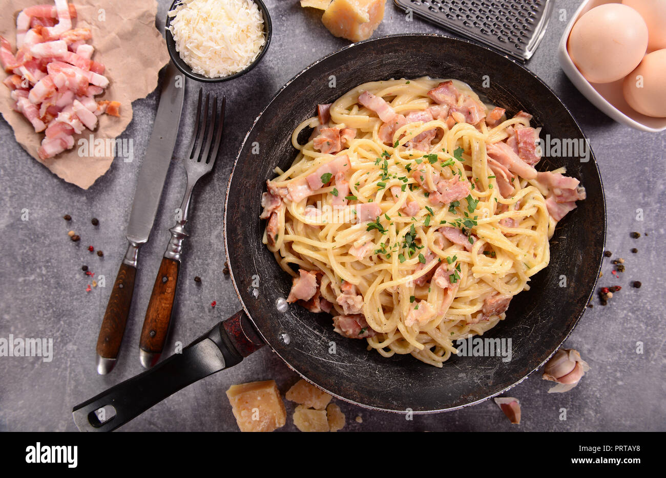 Delicious carbonara pasta Stock Photo - Alamy