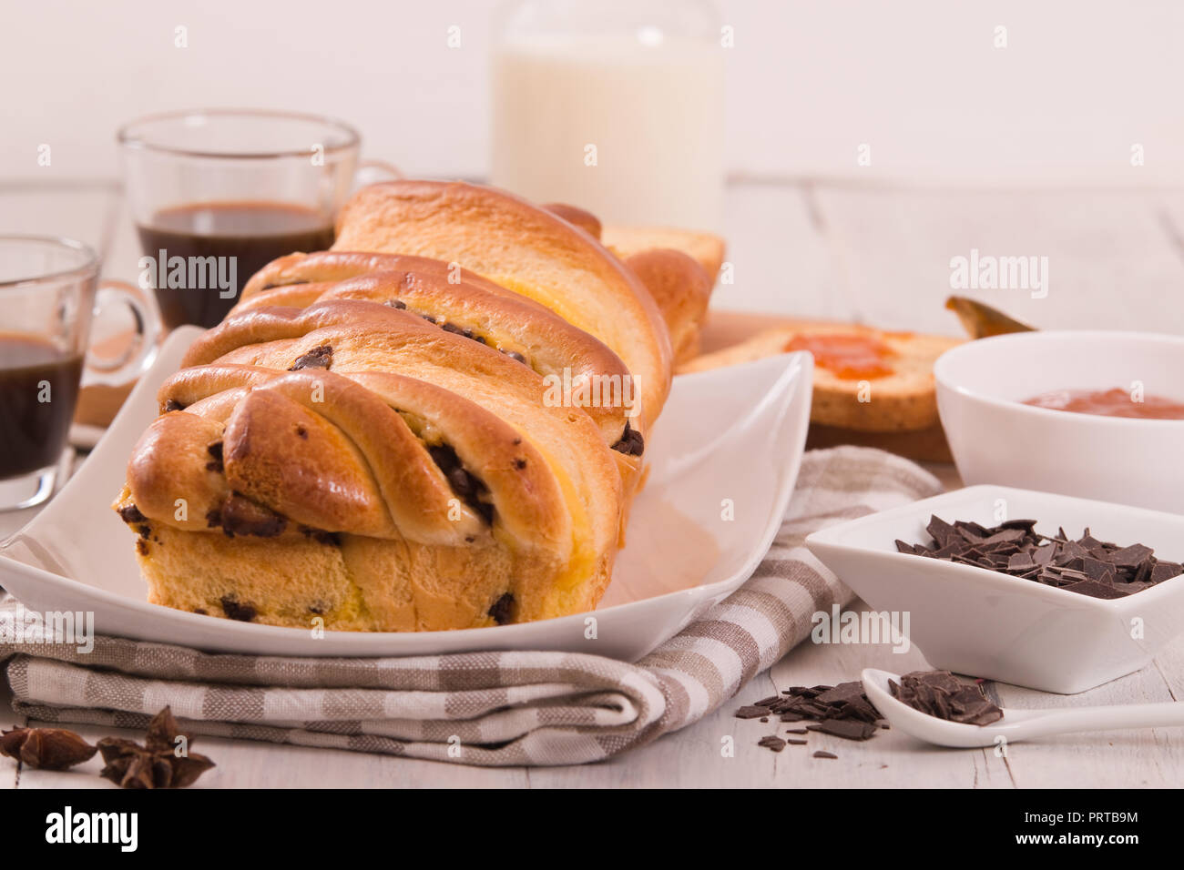 Brioche with chocolate chips Stock Photo - Alamy
