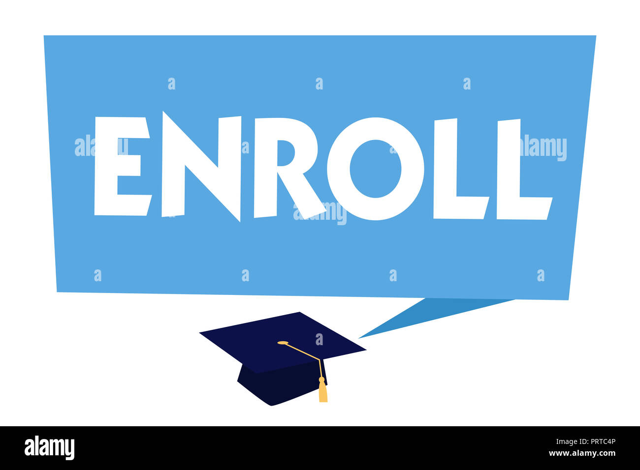 Text sign showing Enroll. Conceptual photo officially register as ...