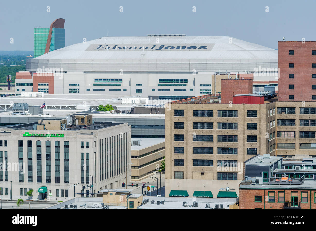 Buildings and Edward Jones dome in downtown St Louis Stock Photo - Alamy