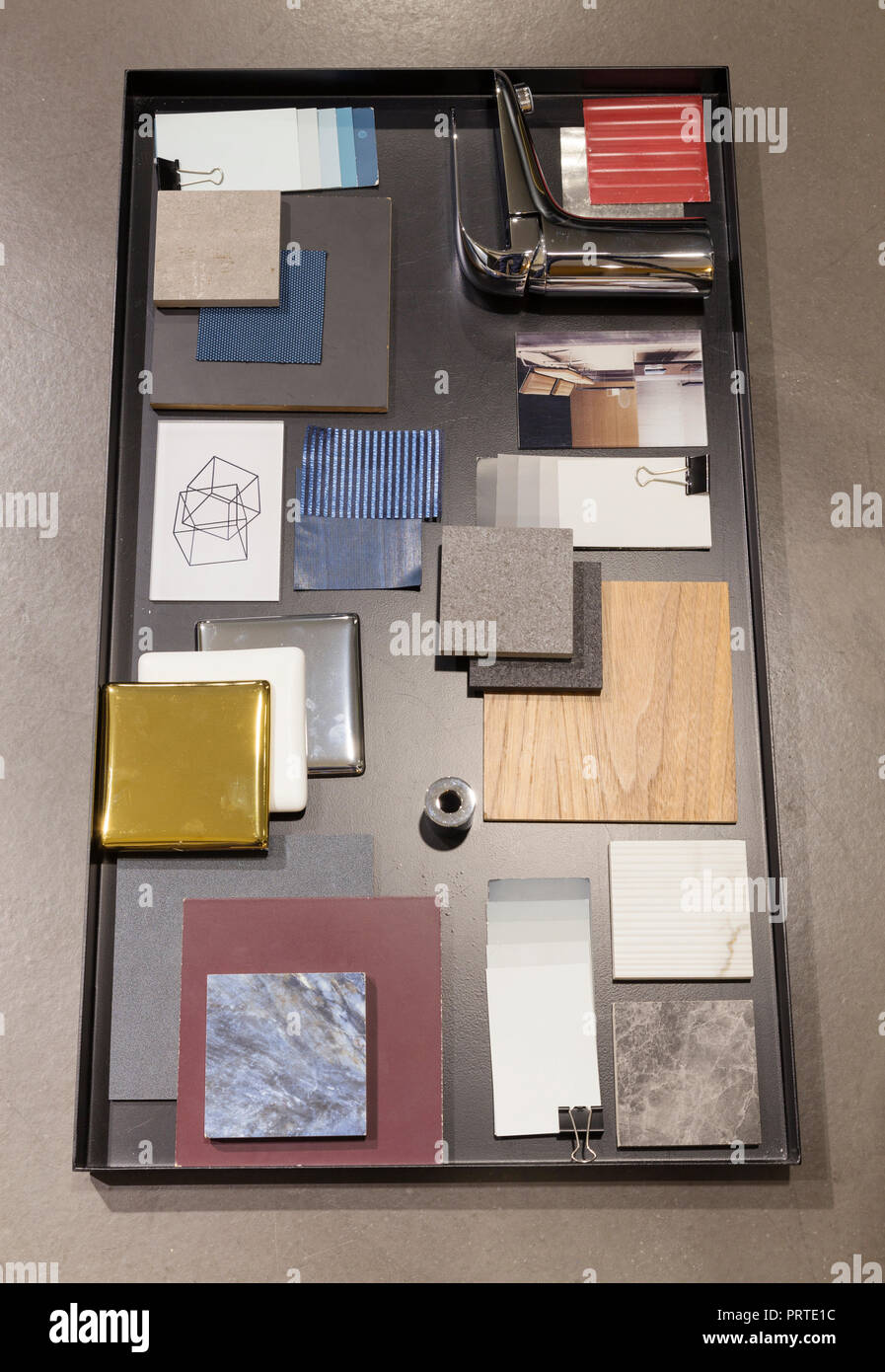 Display of samples of materials and colors in a furnishing store for ...
