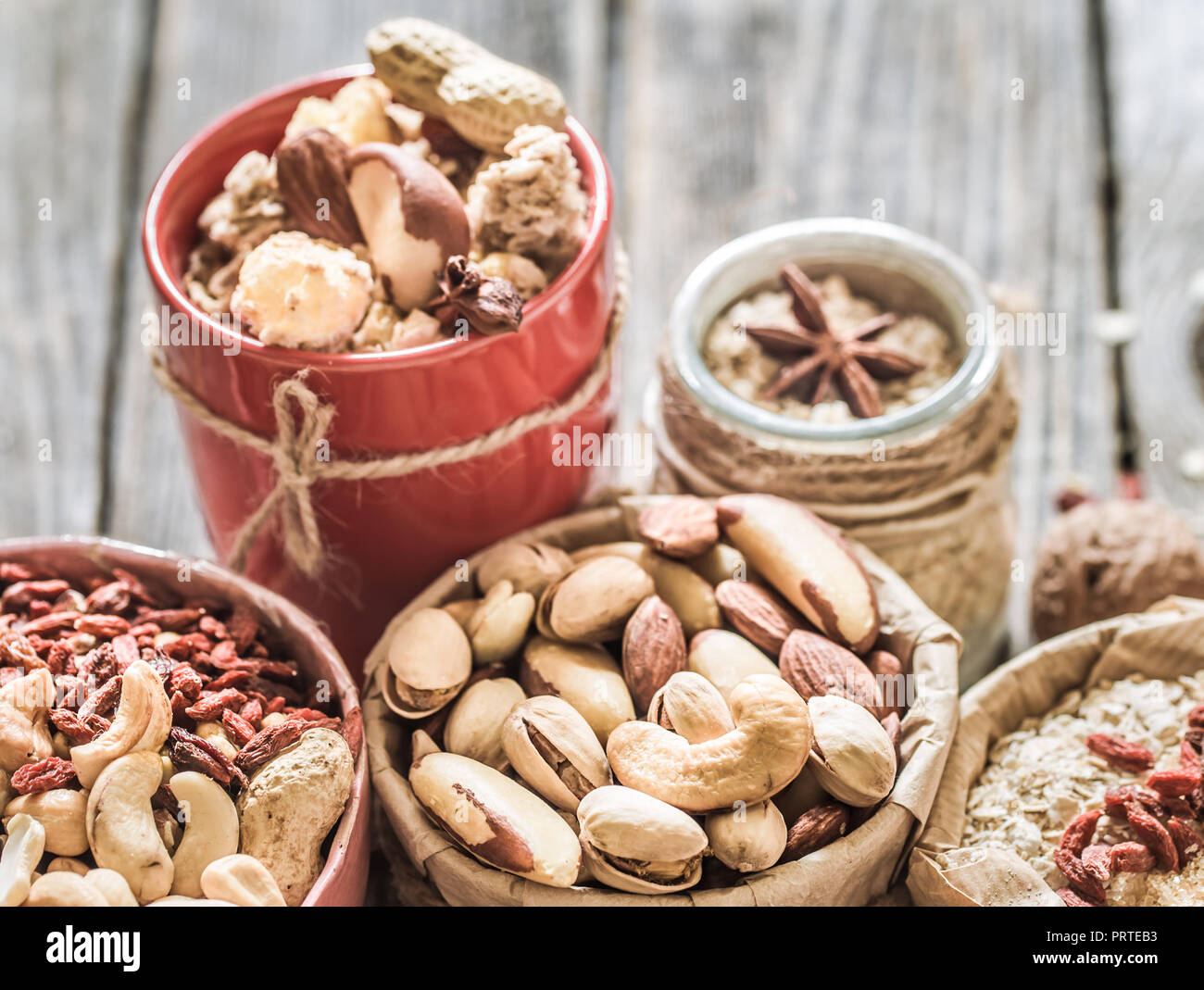 different nuts in a plate closeup ,concept of healthy nutrition Stock ...