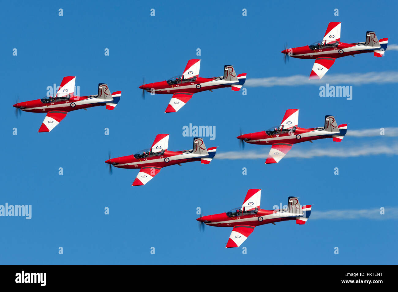 Royal Australian Air Force (RAAF) Roulettes formation aerobatic display ...