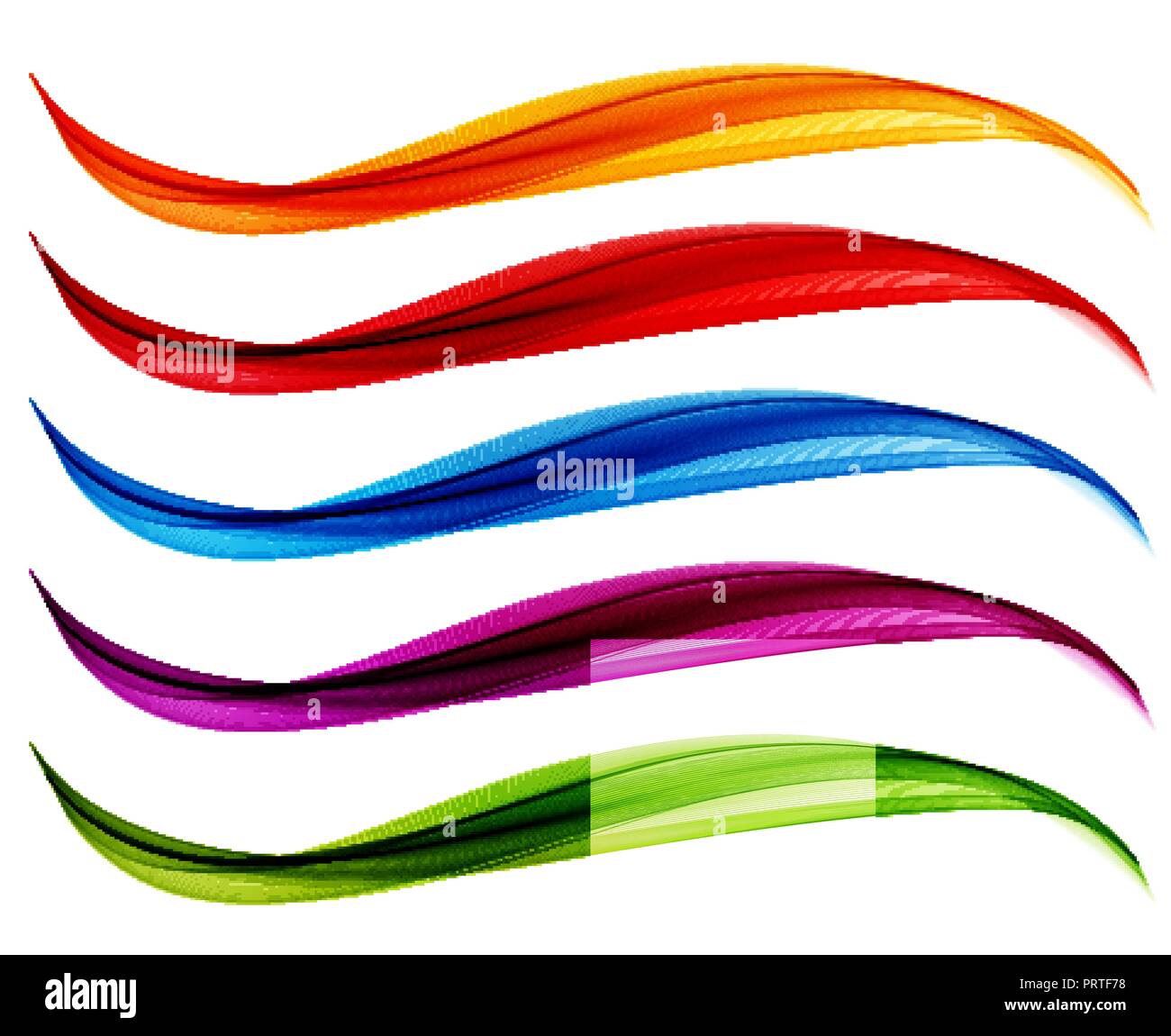 Set of Abstract vector flow transparent color wave Stock Vector Image ...