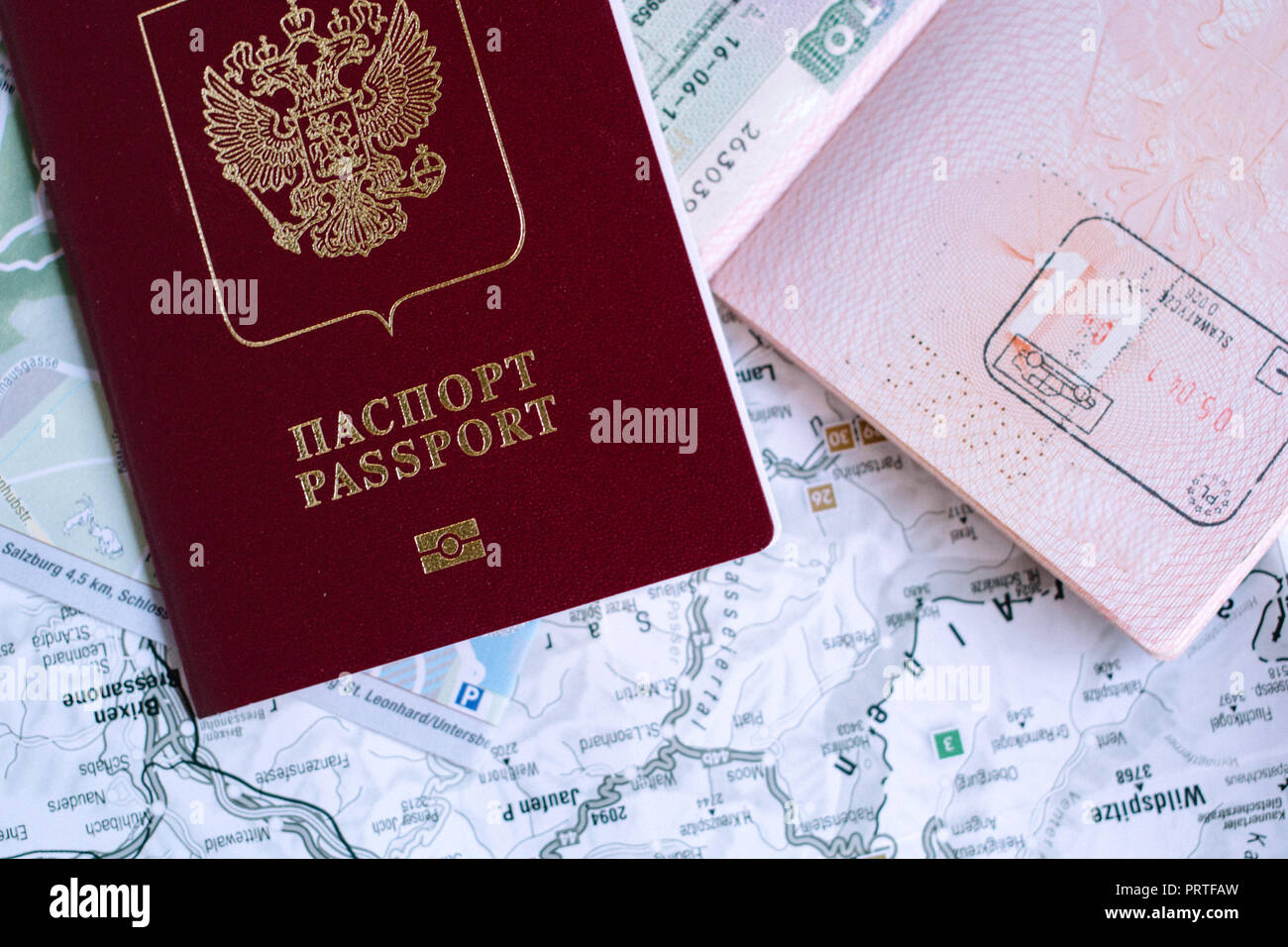 Moscow, Russia - 05 10 2018: Russian passports over map Stock Photo - Alamy