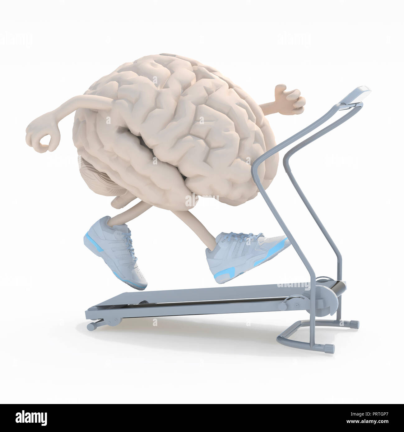 human brain with arms, legs and sneackers on his feet on a running ...