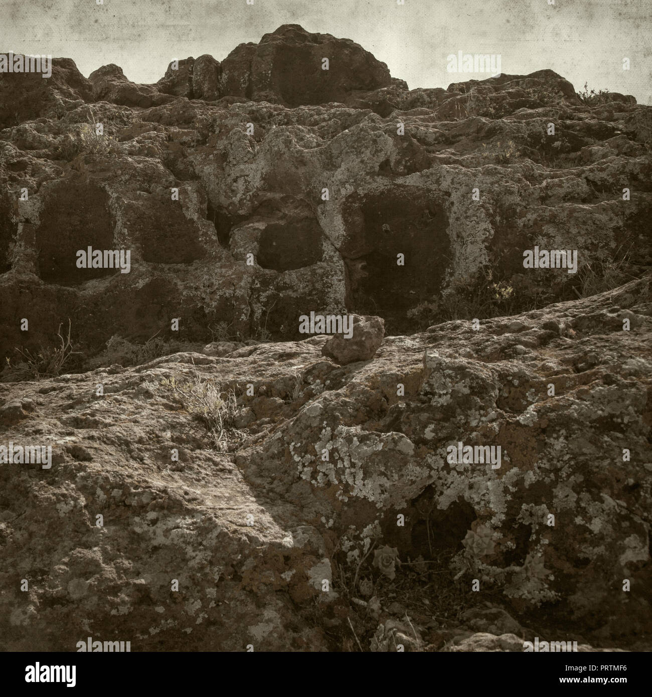 textured old paper background with El Tagoror del Gallego ...