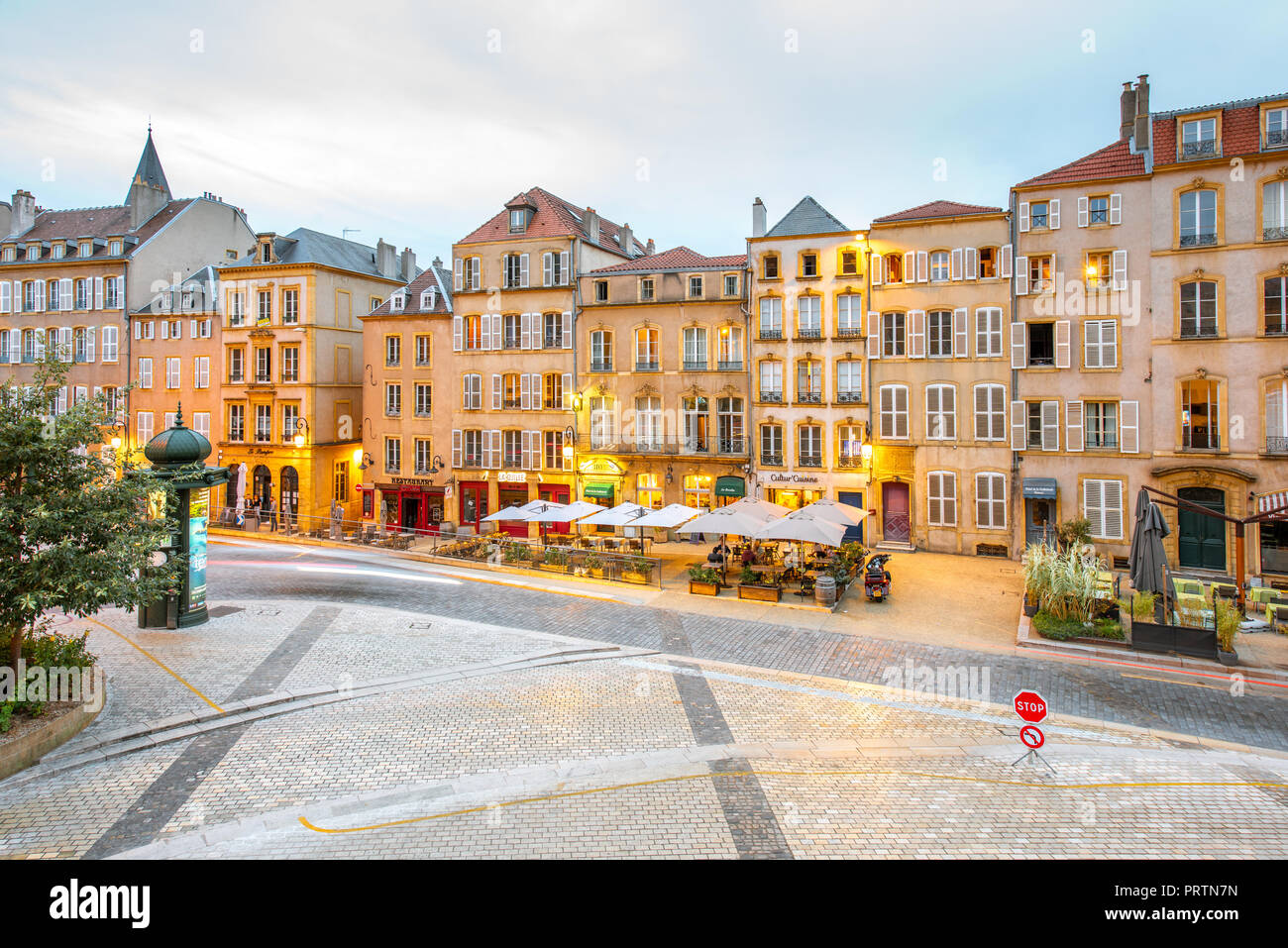 Street view on the beautiful old residential buildings in the center of ...
