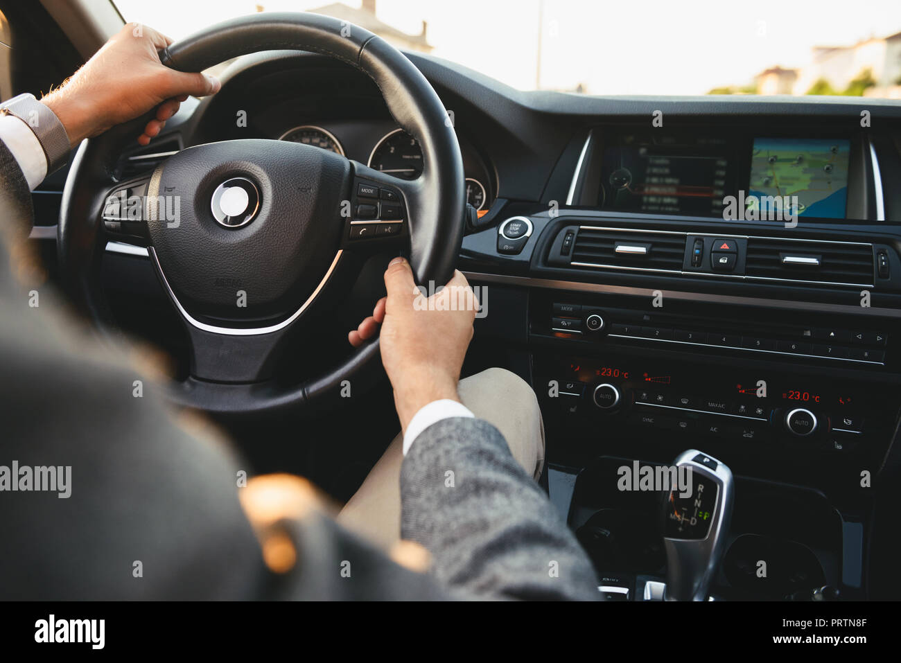 Top view passenger car driving hi-res stock photography and images - Alamy