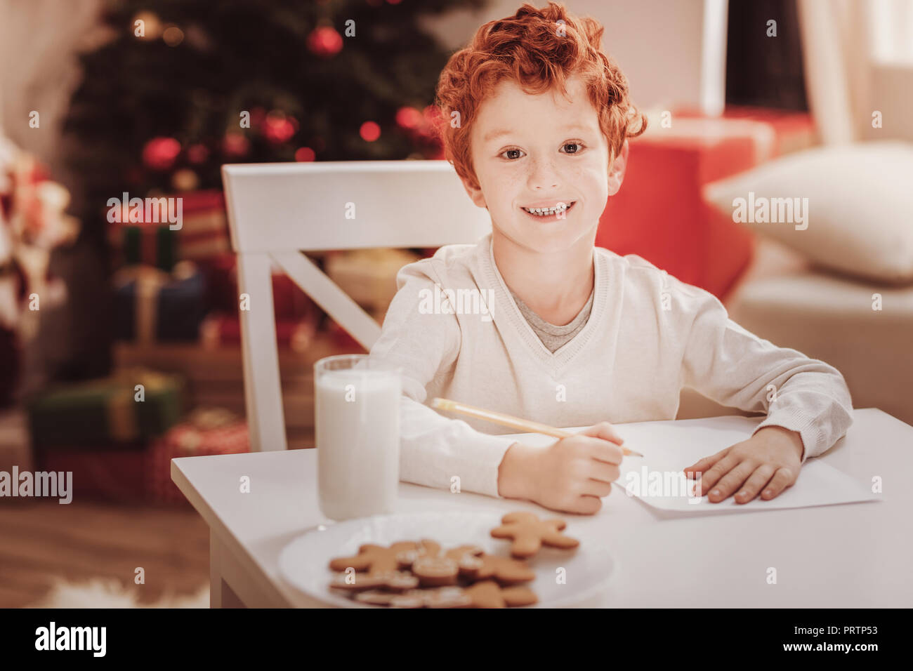 Portrait of positive boy smiling at you Stock Photo - Alamy