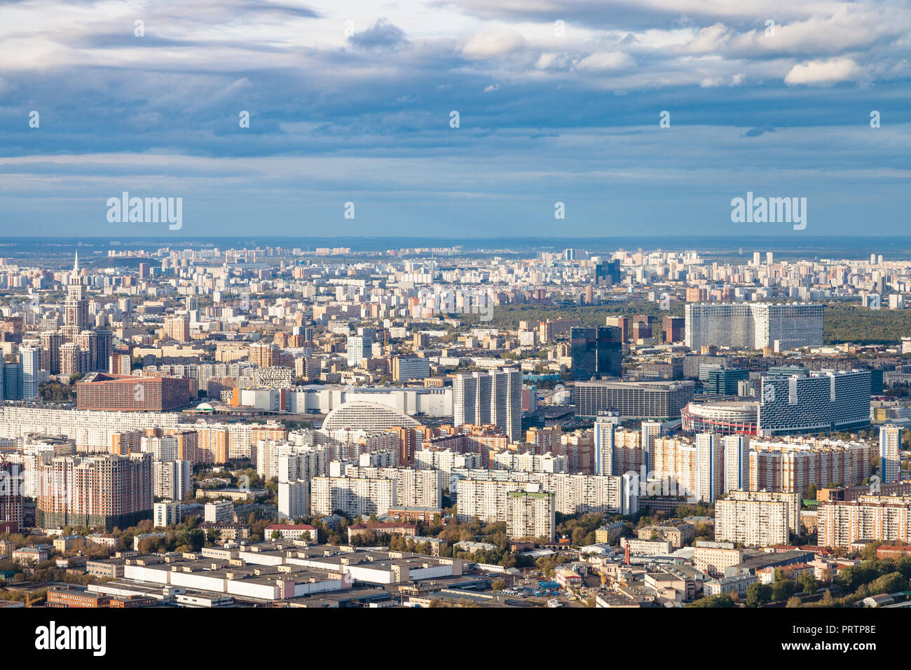 aerial view of north of Moscow city from observatation deck at the top ...