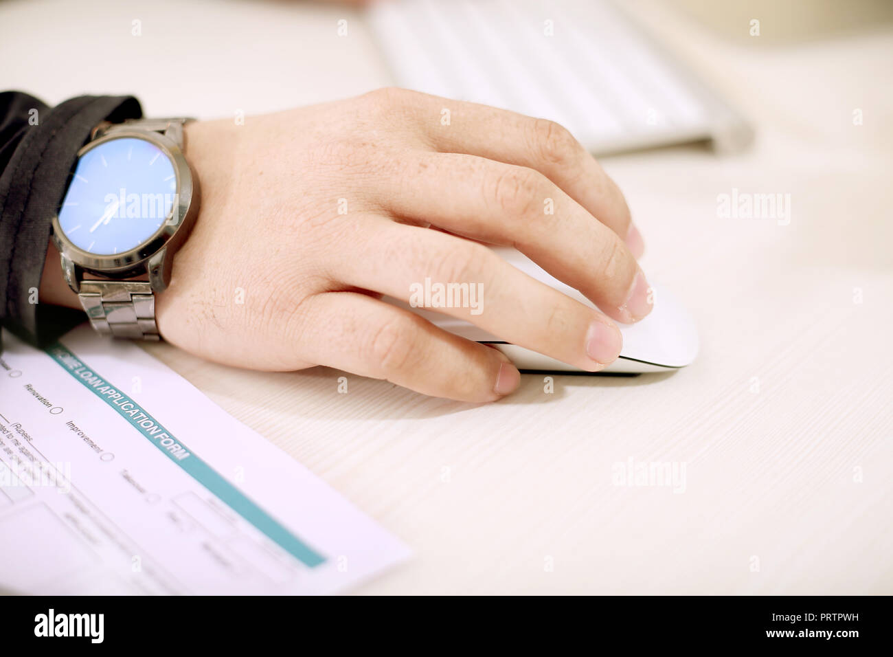 Man is using wireless mouse Stock Photo - Alamy