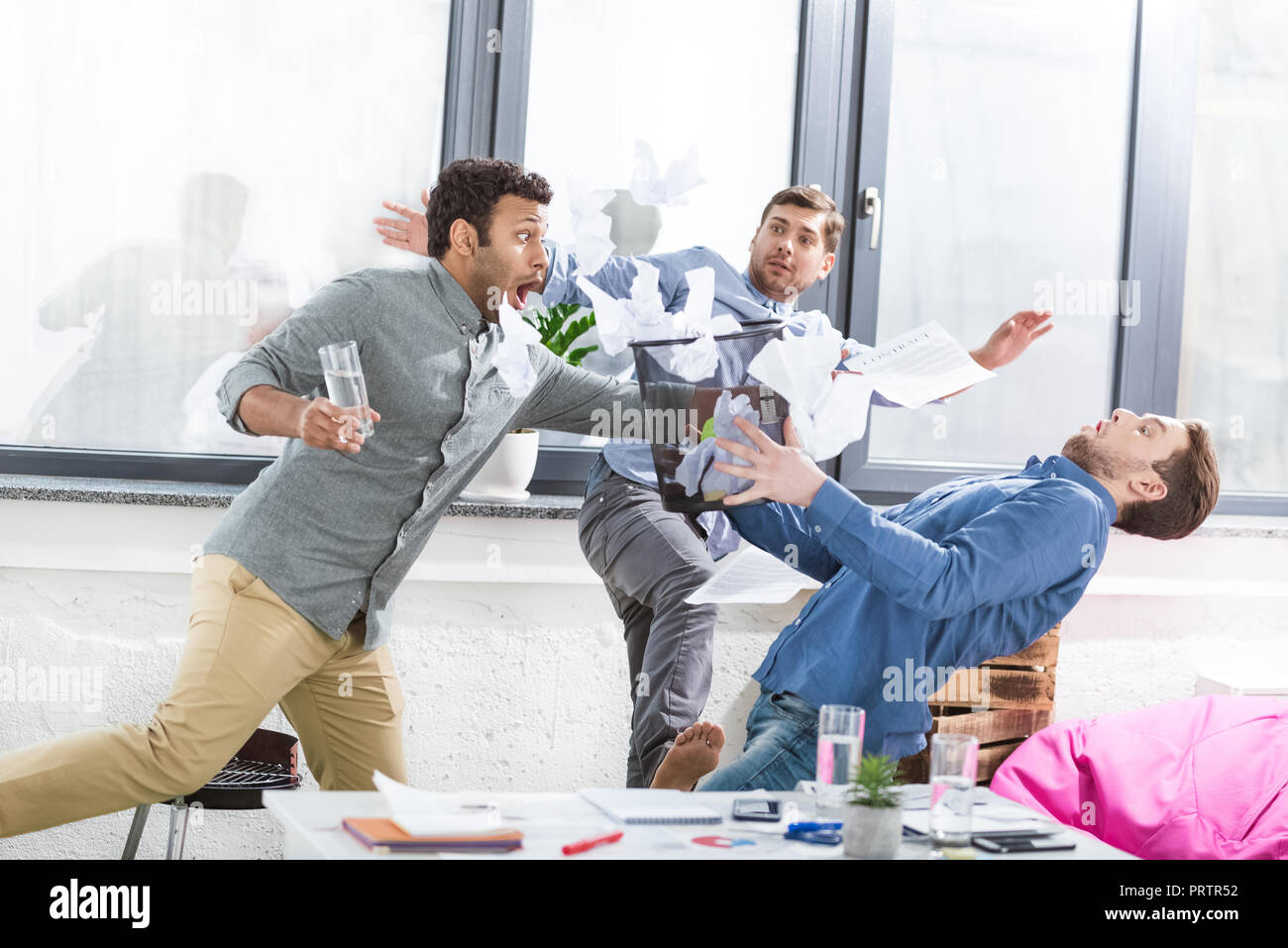 portrait of young business team having fun in office, business teamwork ...
