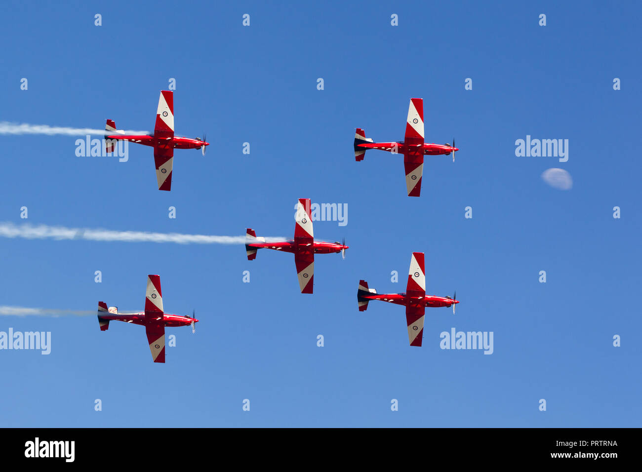 Royal Australian Air Force (RAAF) Roulettes formation aerobatic display ...