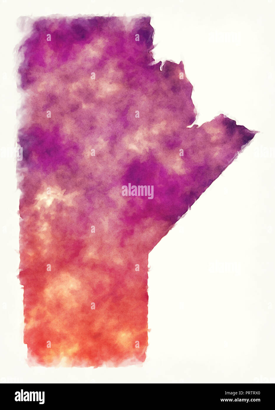 Manitoba Province watercolor map of Canada in front of a white ...
