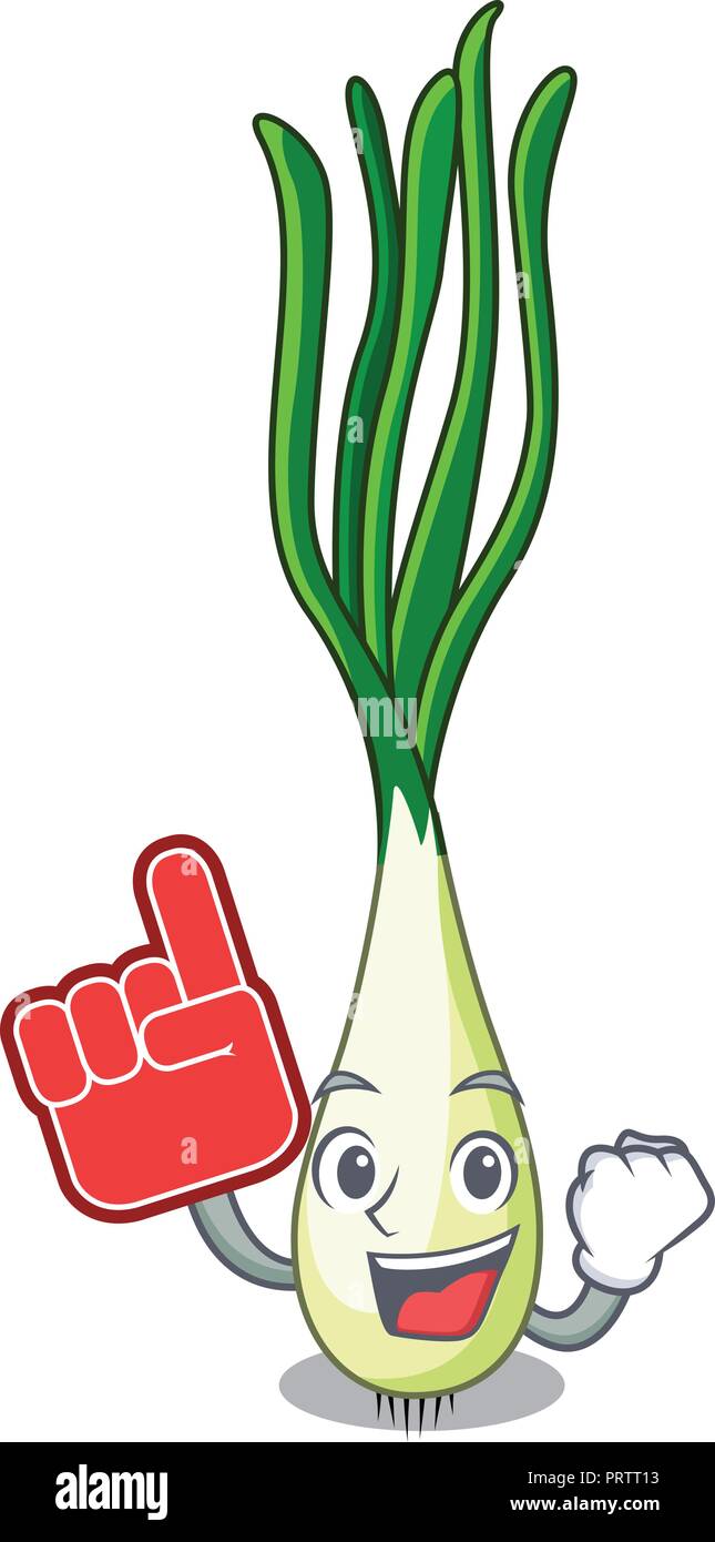 Foam finger fresh scallion isolated on the mascot Stock Vector Image ...