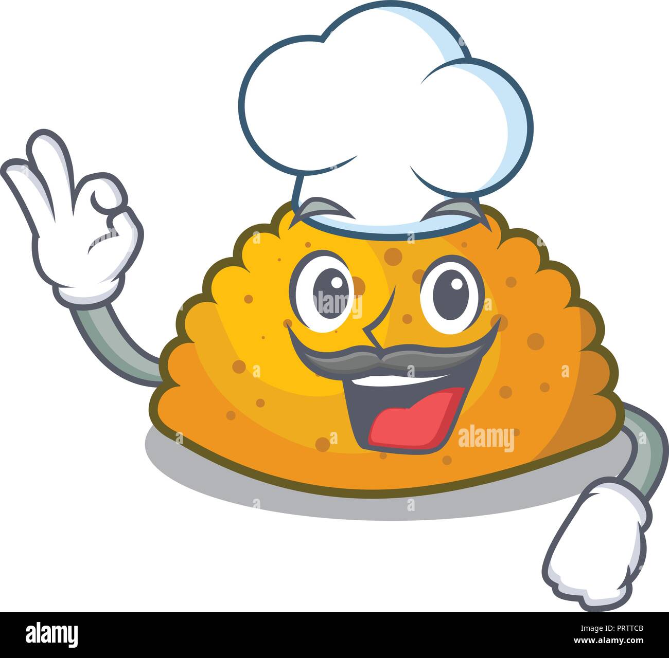 Chef delicious fried patties on plate cartoon Stock Vector Image & Art ...