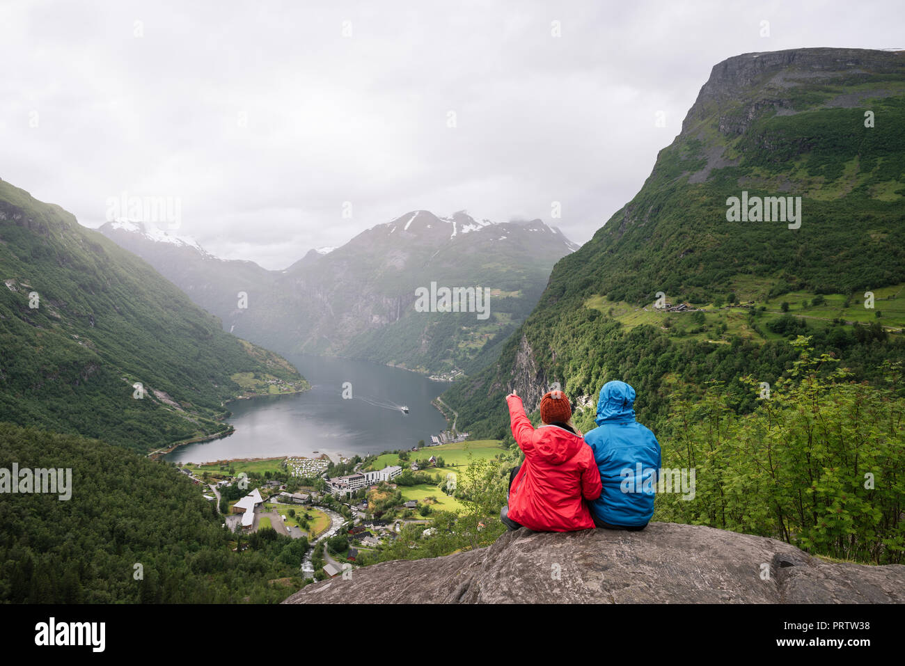 Geiranger city and Geirangerfjord fjord, Norway Stock Photo - Alamy