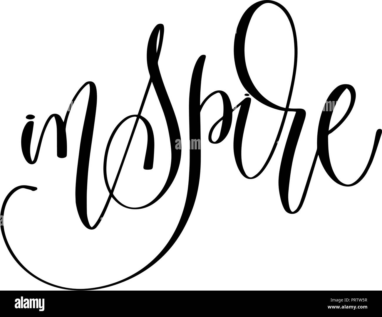 inspire - hand lettering overlay typography element, motivation Stock ...