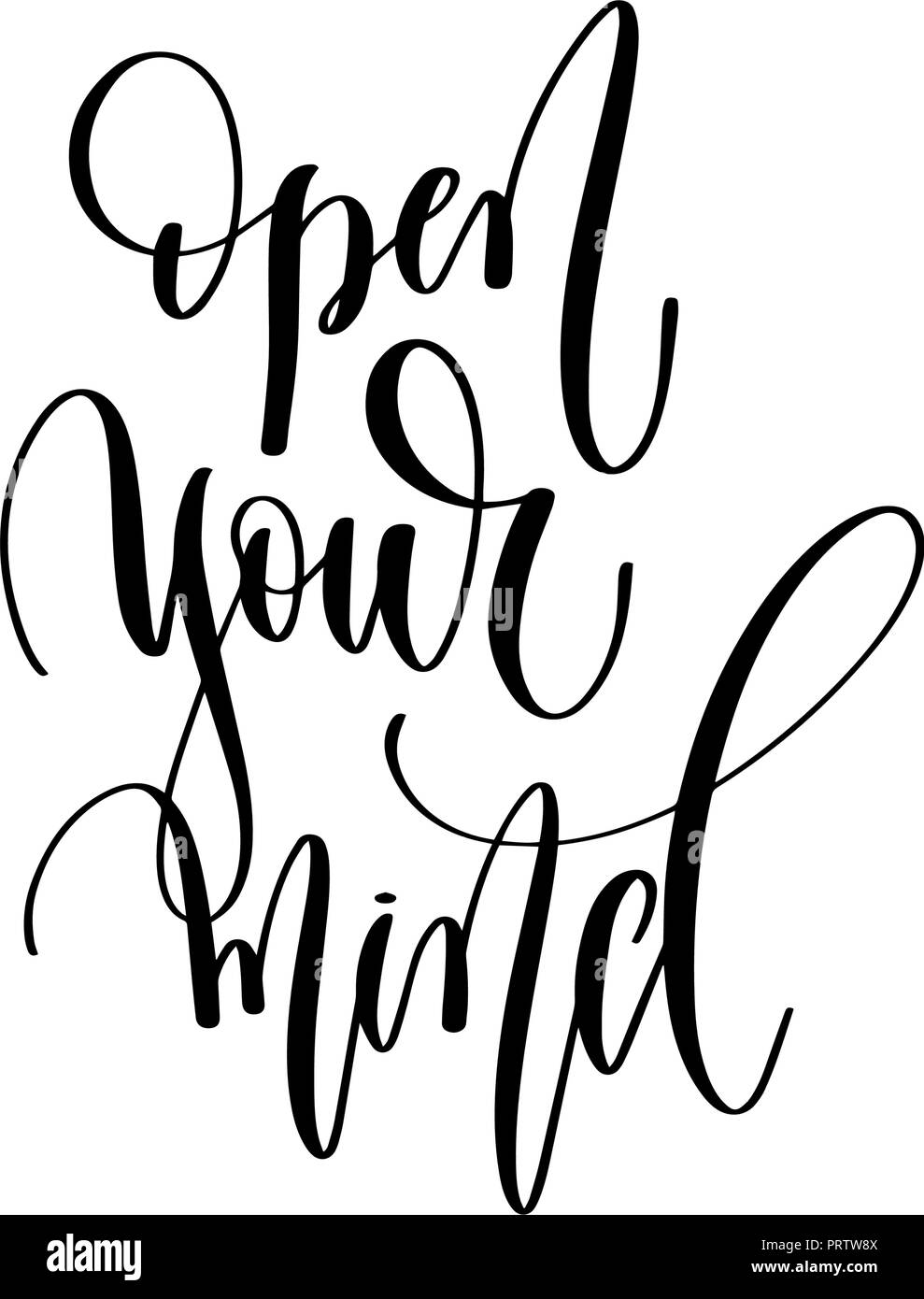 open your mind - hand lettering overlay typography element Stock Vector ...