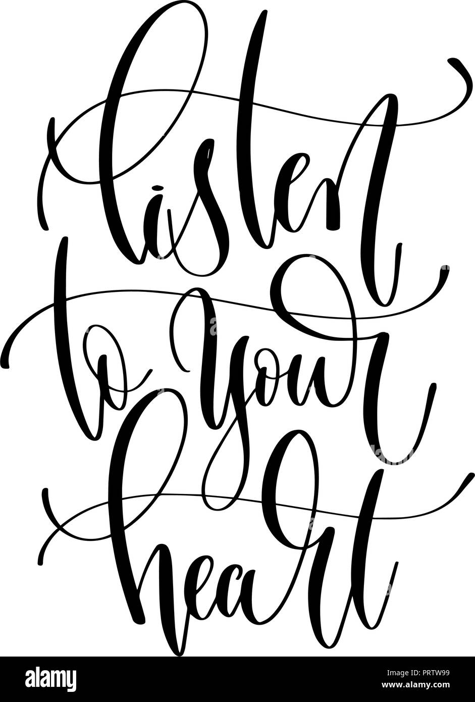 listen to your heart - hand lettering overlay typography element Stock ...