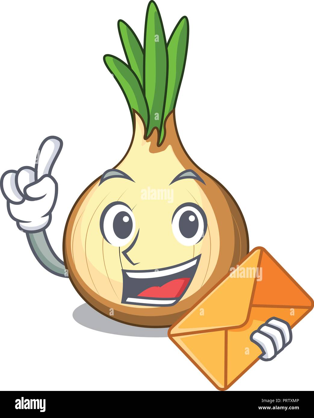 With envelope yellow onions in the cartoon basket Stock Vector Image ...