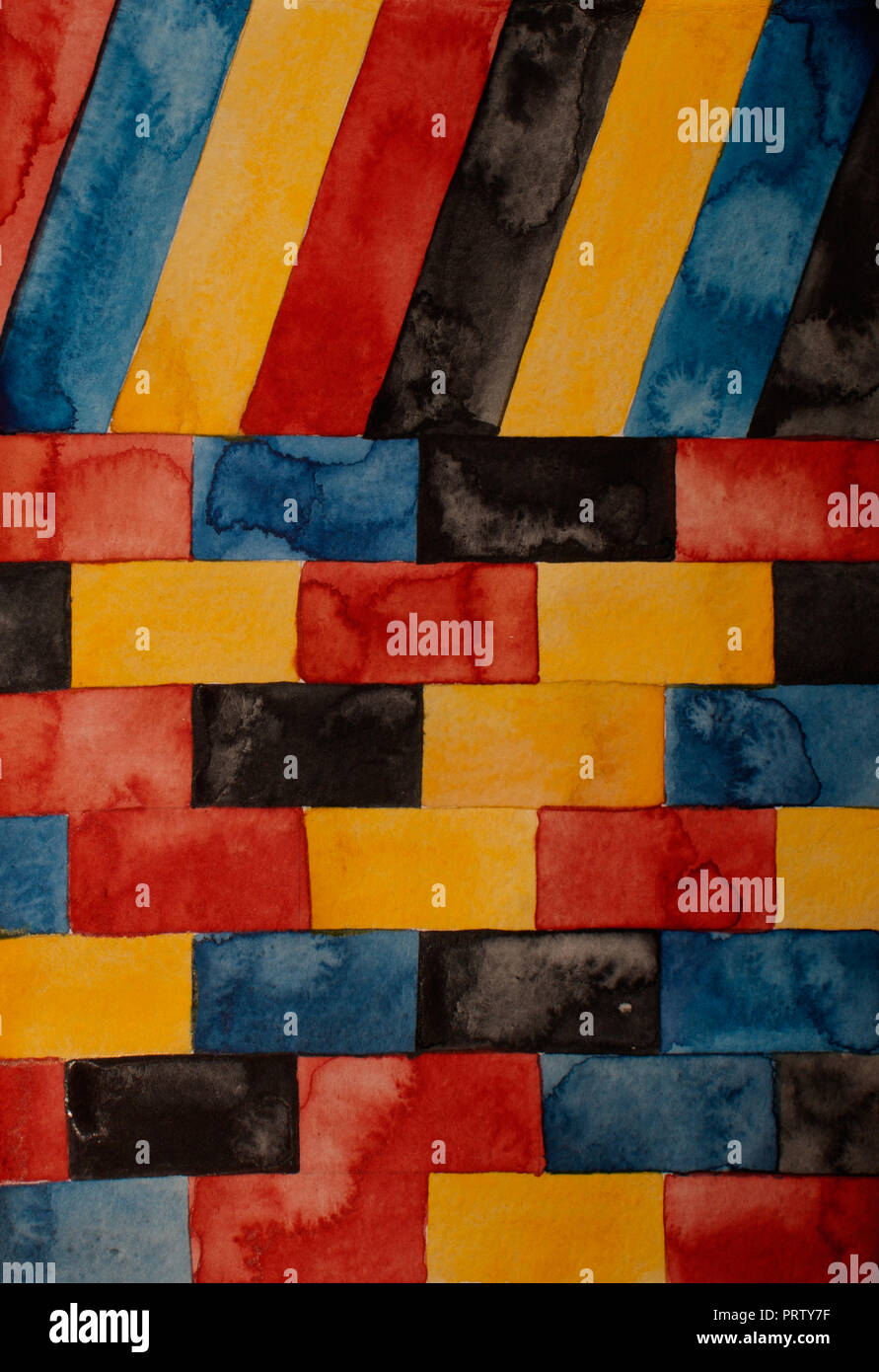 Watercolor colorful noetic wall and roof background, rectangular ...