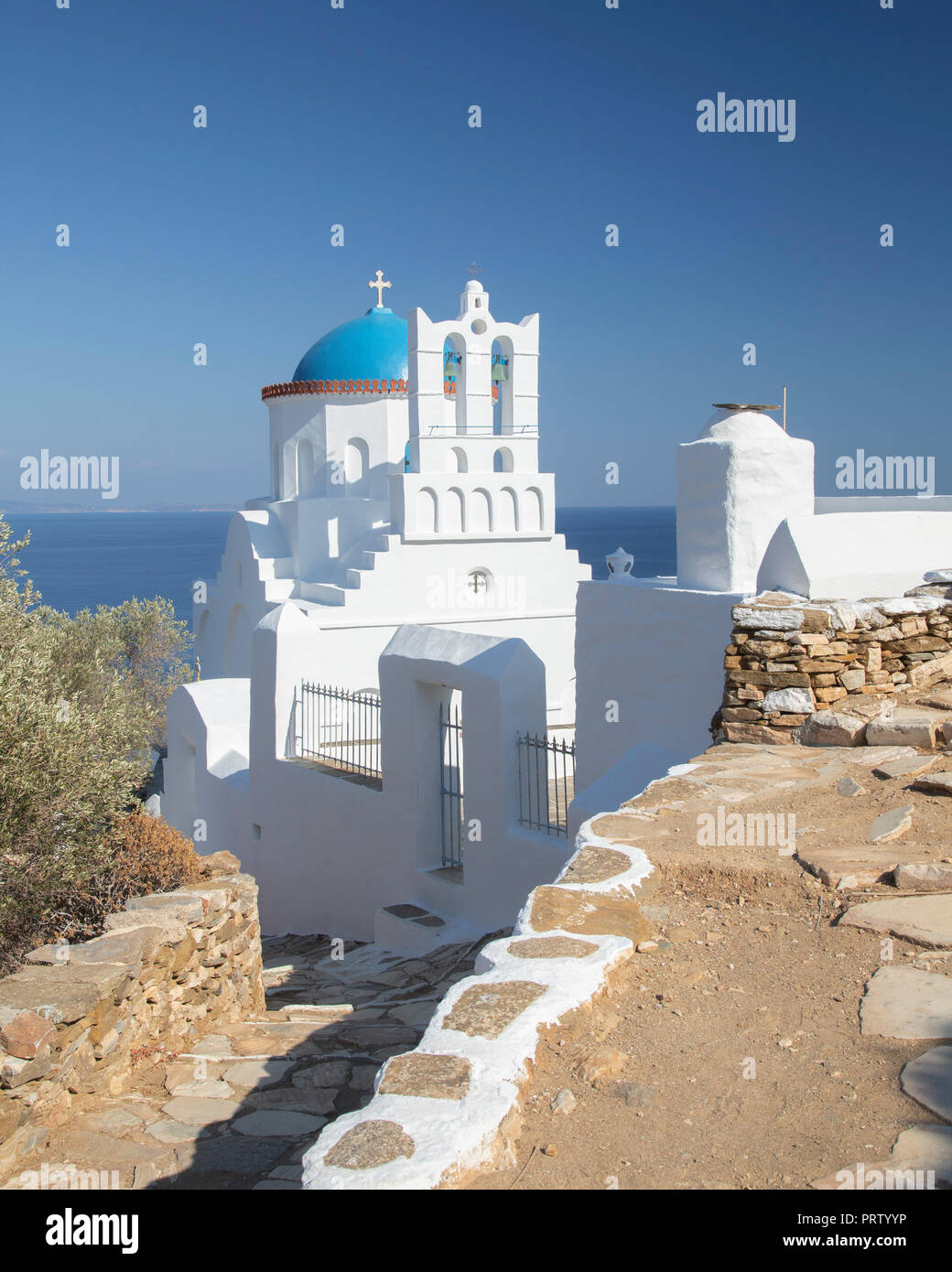 The monastery of Panagia Poulati on the Greek island of Sifnos in the ...