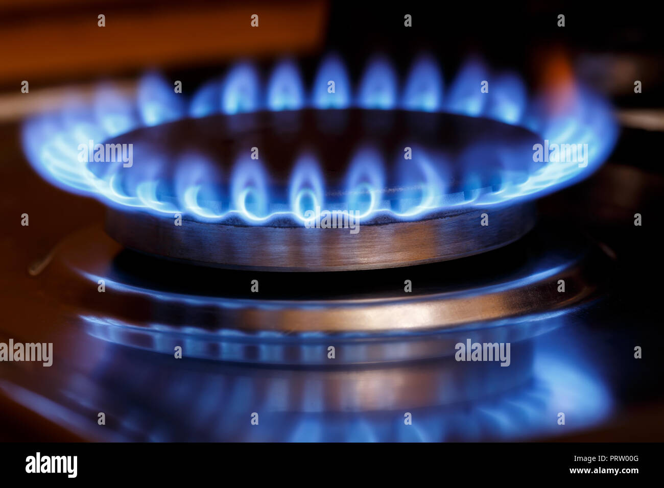Gas burner flame at gas stove Stock Photo - Alamy