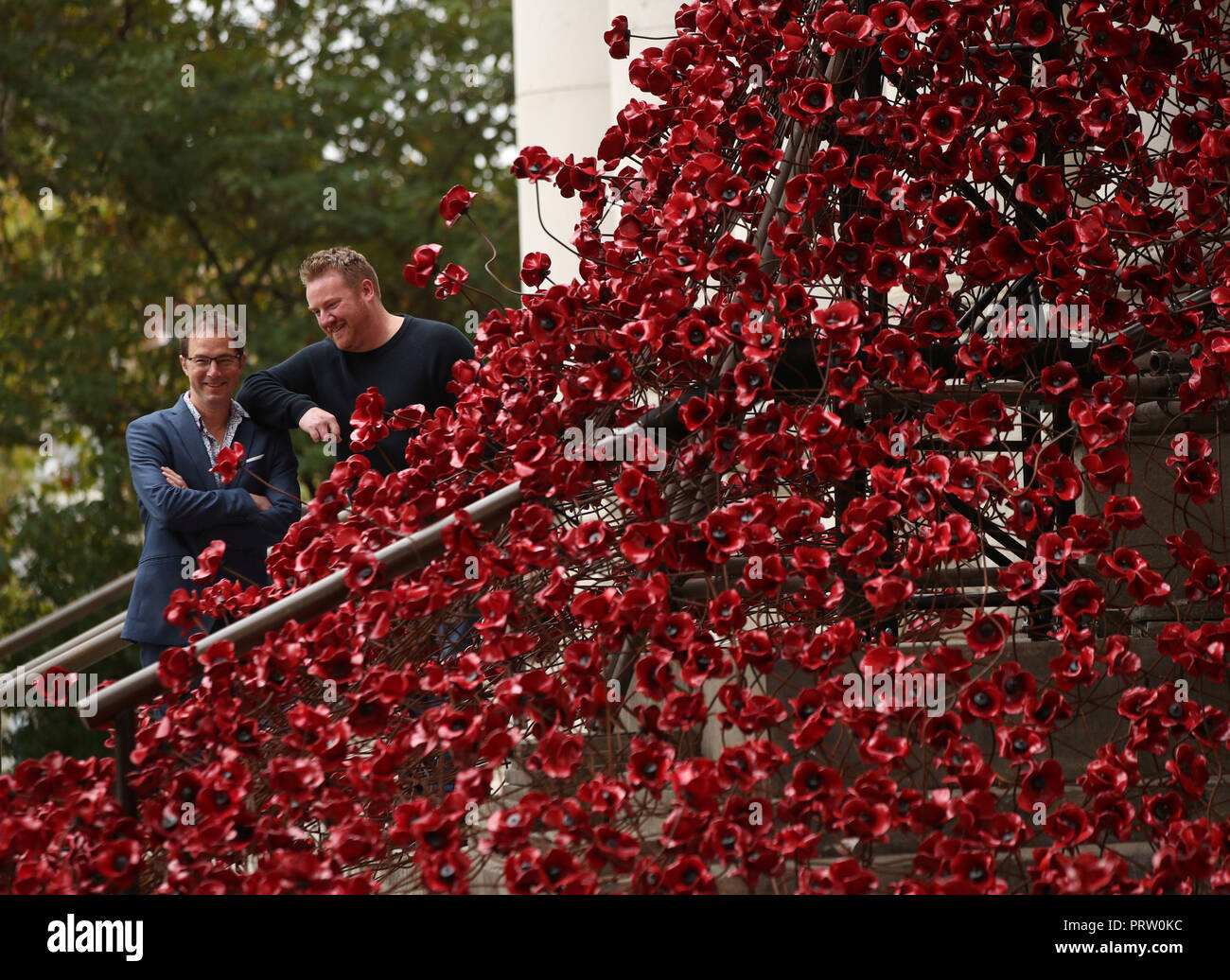 EDITORIAL USE ONLY Designer Tom Piper (left) and artist Paul Cummins ...