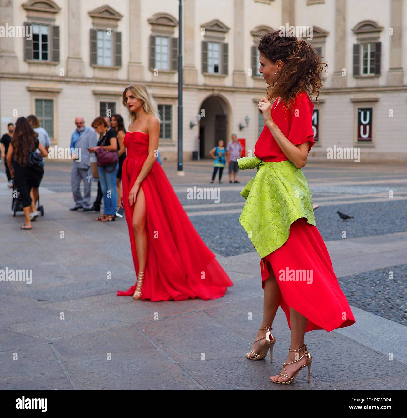 MILANO, Italy: September 21, 2018: Model posing for photographers in ...