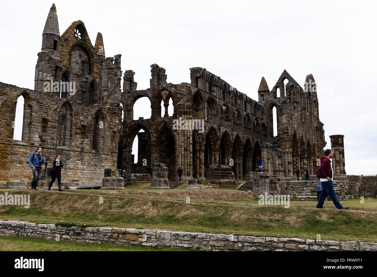 Whitby Abbey is a ruined Benedictine abbey overlooking the North Sea on ...